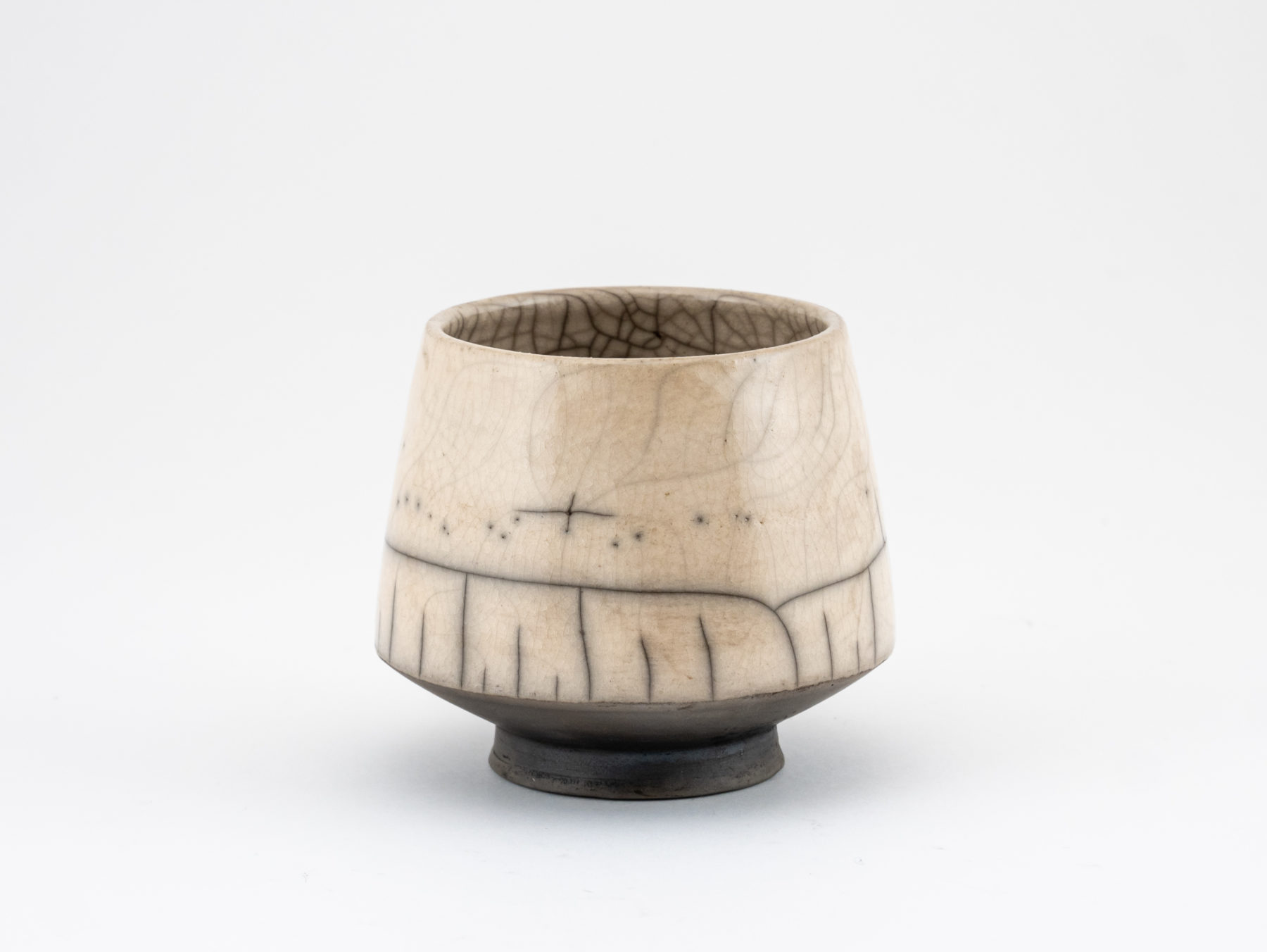 Iridescent Raku Teacup Male • Unique Raku Pottery by Ildikó Károlyi